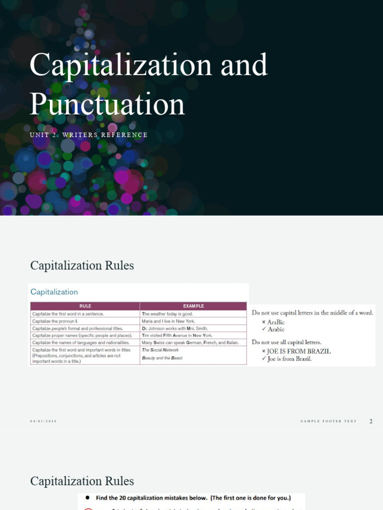 Capitalization and Punctuation | PDF | Noun | Linguistics