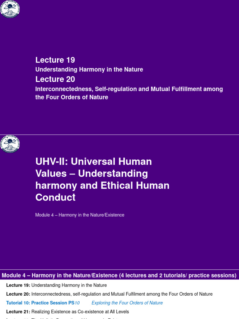 UHV II FTF Day 4 Session 2 Lec 19,20 | PDF | Nature | Natural Environment