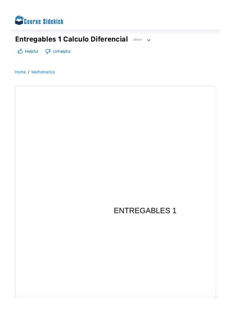 Entregables 1 Calculo Diferencial (Docx) - Course Sidekick | PDF