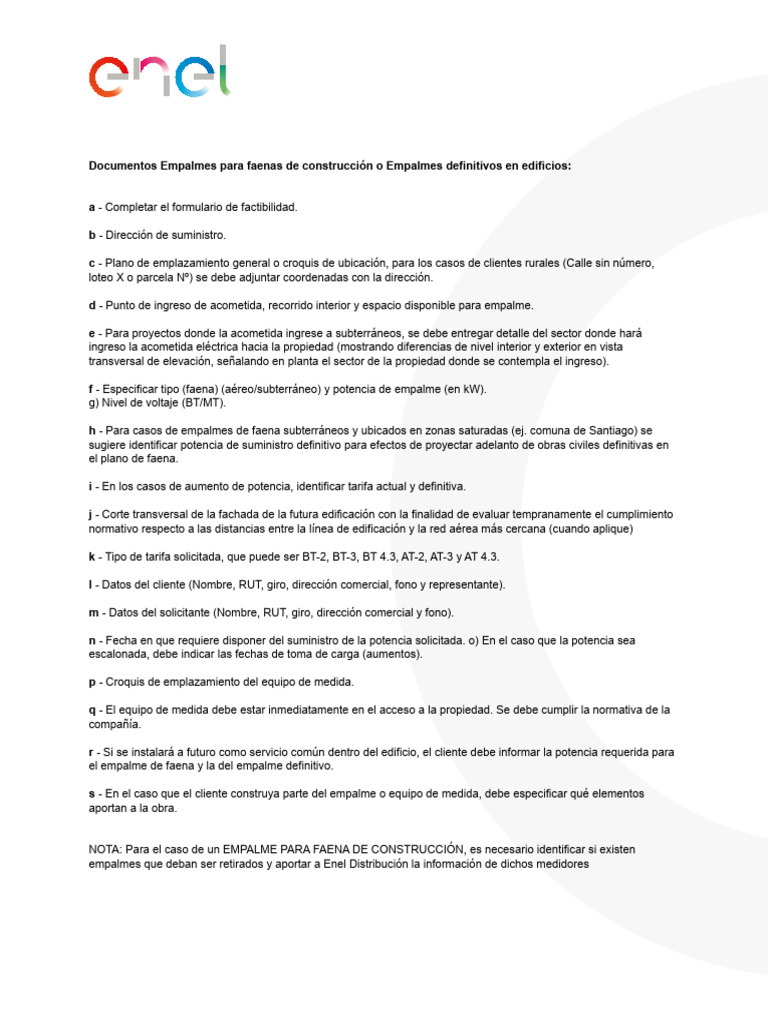 Documentos Empalmes para Faenas de Construcción o Empalmes Definitivos en Edificios | PDF