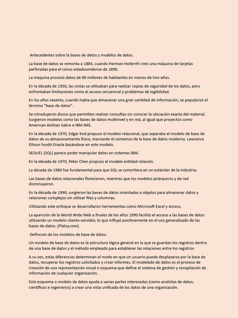 Trabajo Sobre Modelos de Datos | PDF