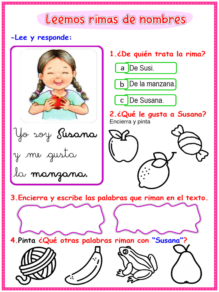 Rimas con Nombres para Niños | PDF