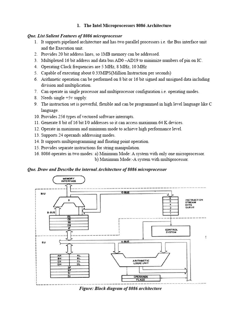 Unit 1 - The Intel Microprocessors 8086 Architecture | PDF | Central Processing Unit | Pointer ...