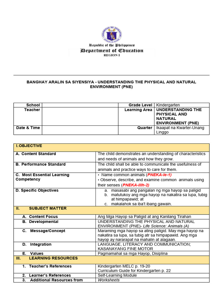 LESSON PLAN-WEEK 1 Day 1 QUARTER 4 | PDF