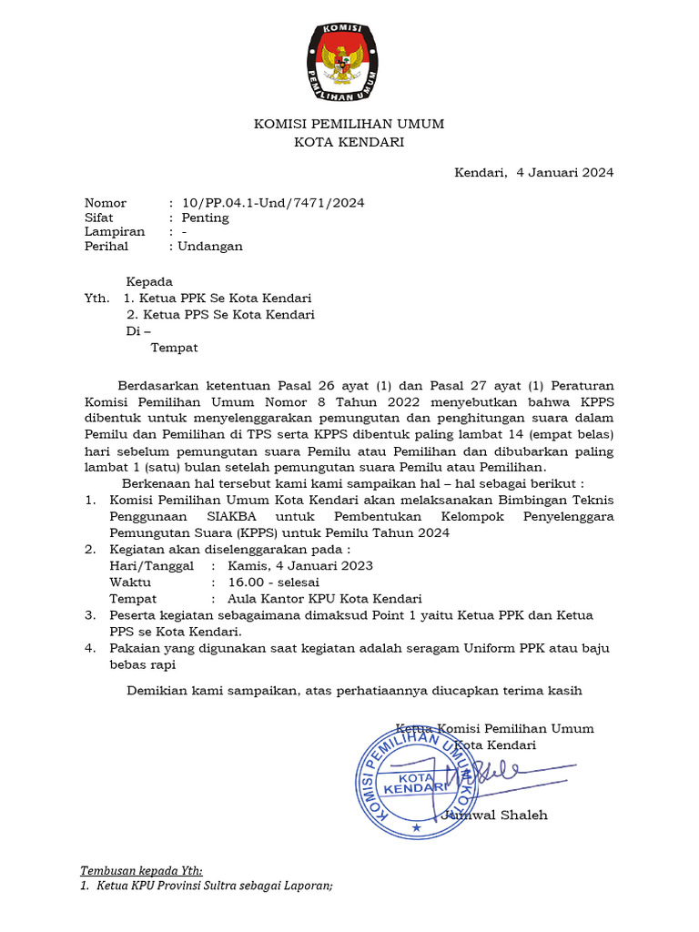 Surat Untuk PPK Dan PPS | PDF