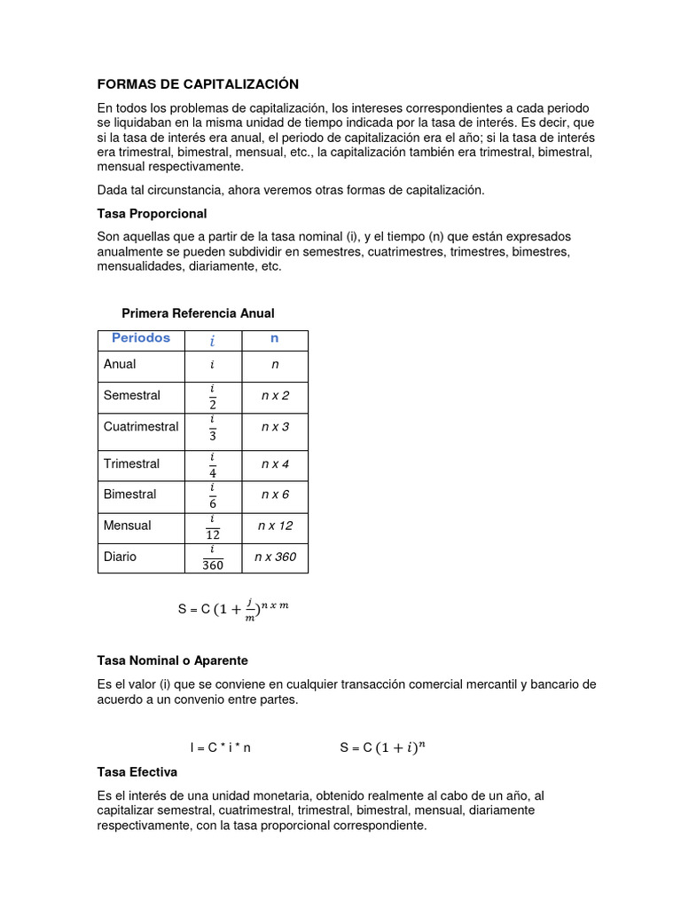 Tasas Equivalentes Formas de Capitalización Continuacion Tema #3 | PDF ...