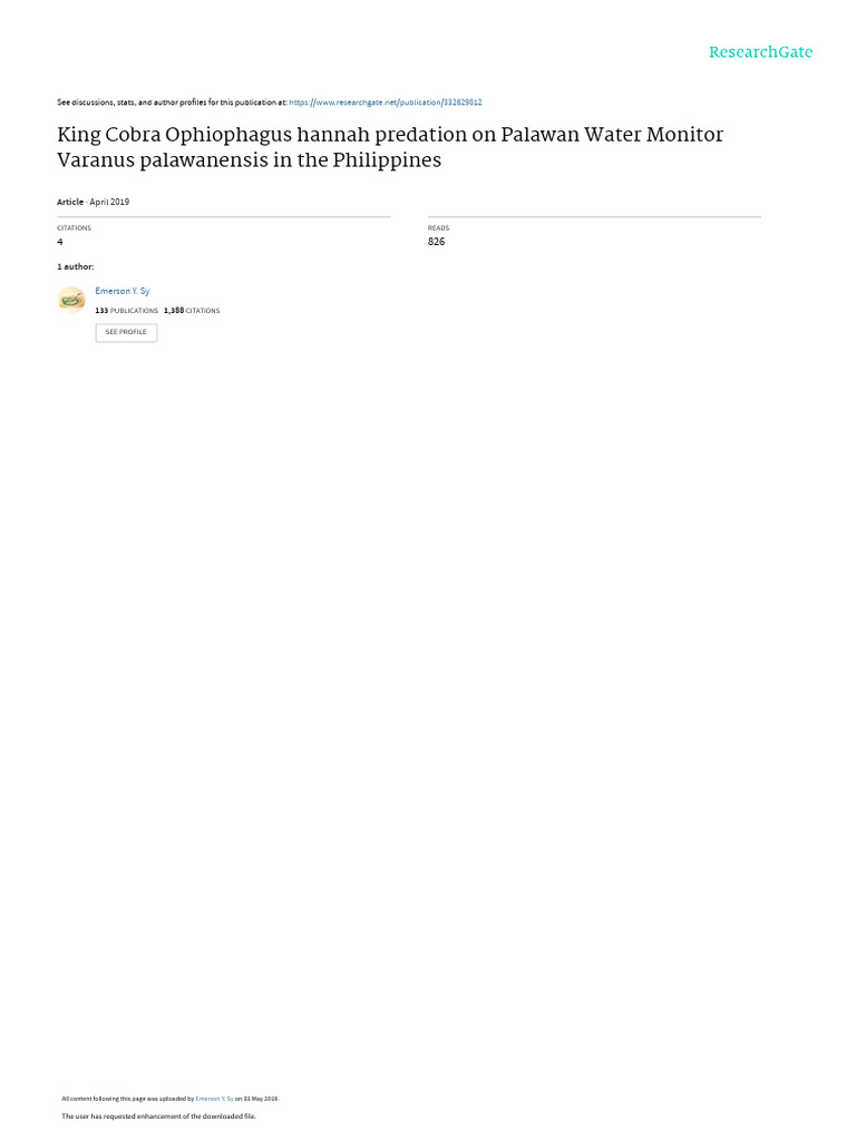 King Cobra Ophiophagus Hannah Predation On Palawan Water Monitor ...