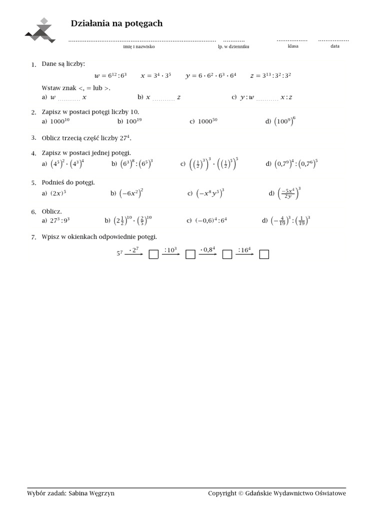 Kartkówka - Działania Na Potęgach | PDF
