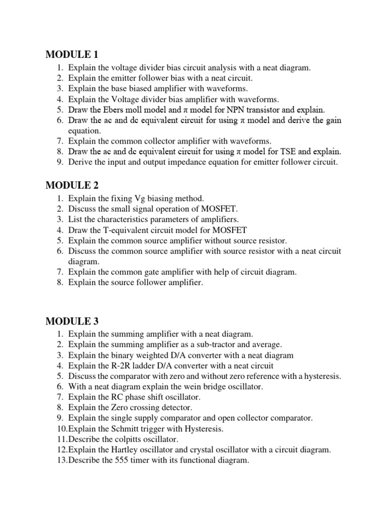 Imp Questions | Download Free PDF | Amplifier | Electronic Circuits