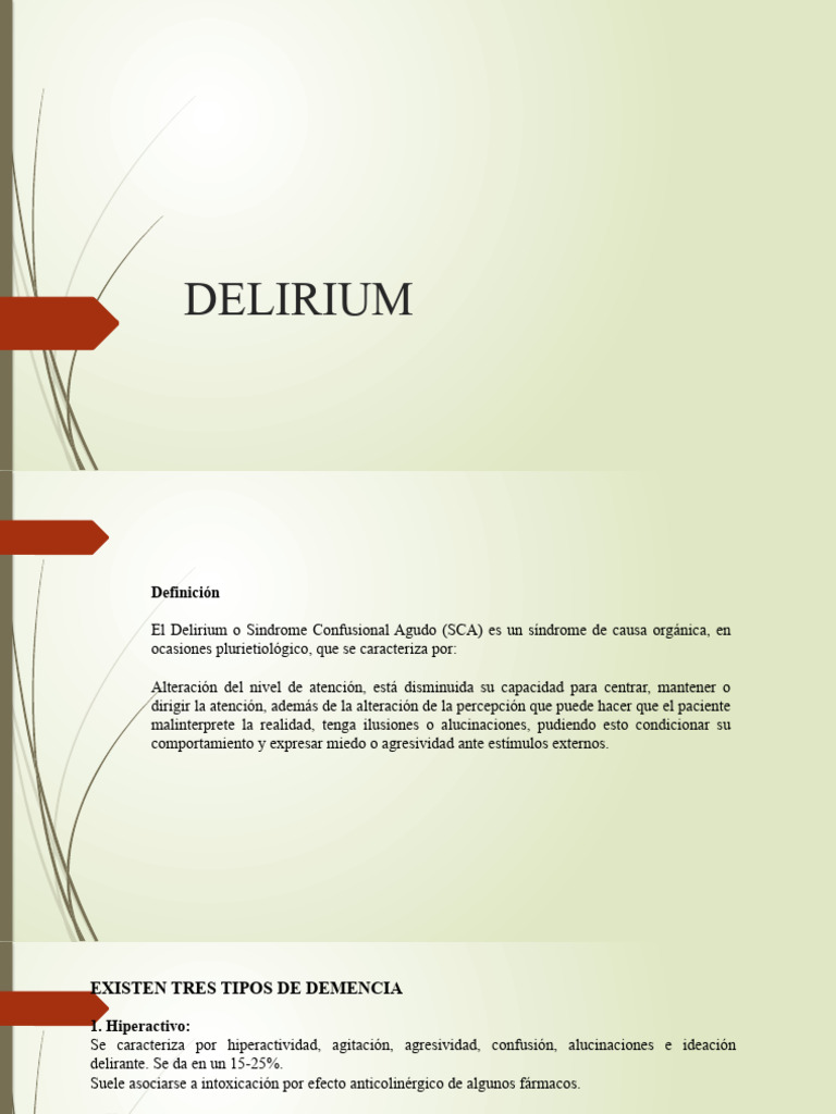 DELIRIUM | PDF | Enfermedades y trastornos | Medicina CLINICA