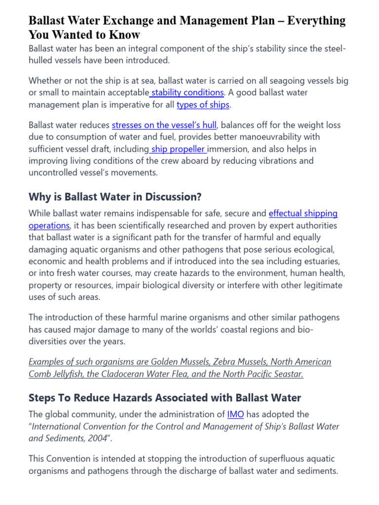 Ballast Water Exchange and Management Plan - Everything You Wanted To ...