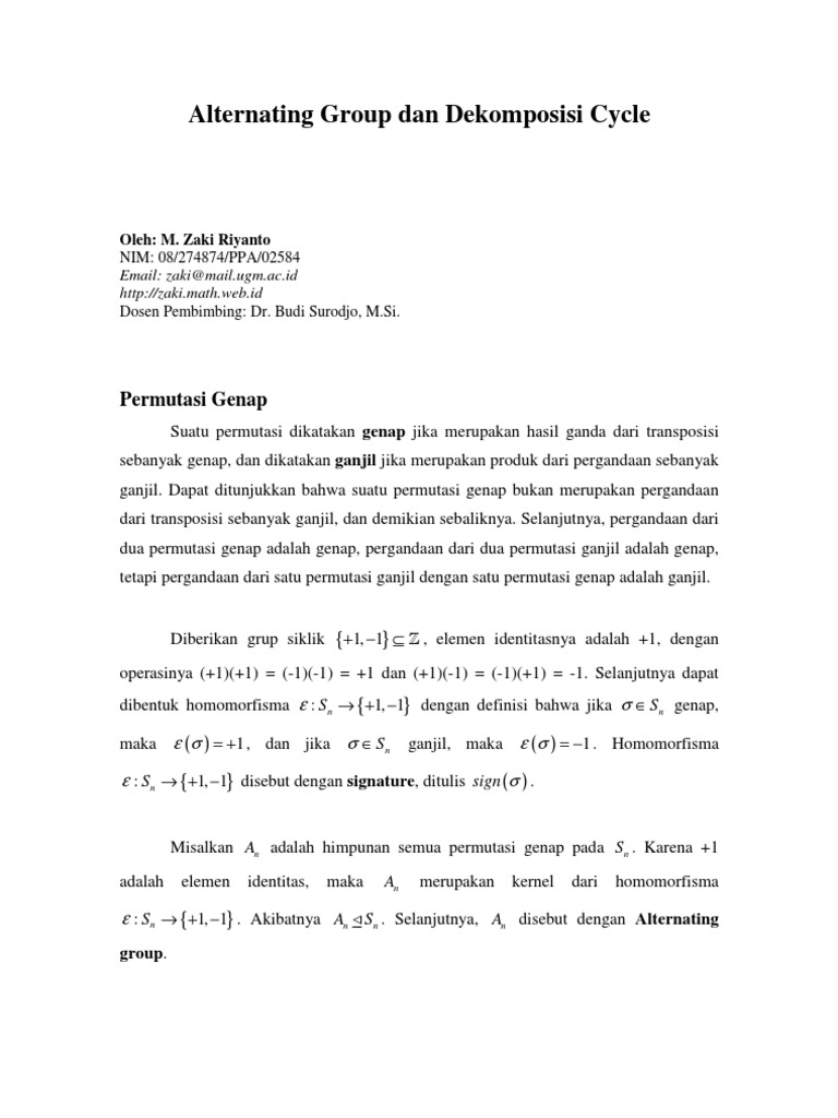 Alternating Group dan Permutasi Genap | PDF