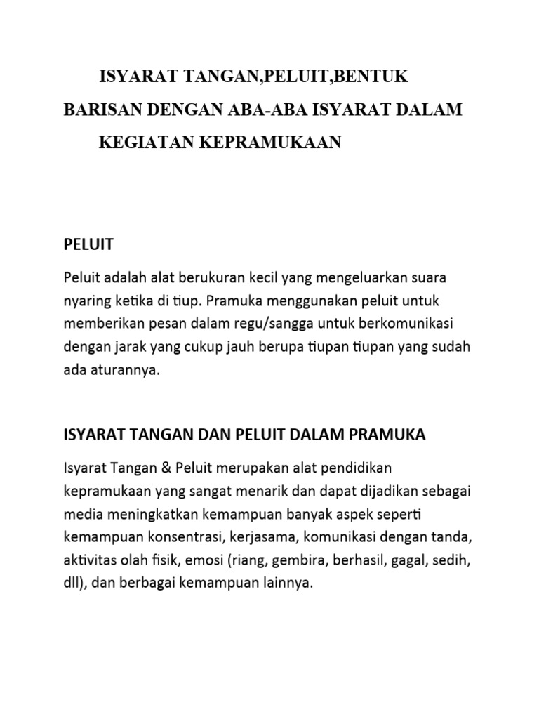 Materi Isyarat Peluit & Gerakan Tangan | PDF