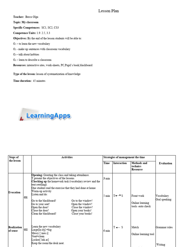 Preschool Classroom Lesson Plan | PDF | Classroom | Lesson Plan