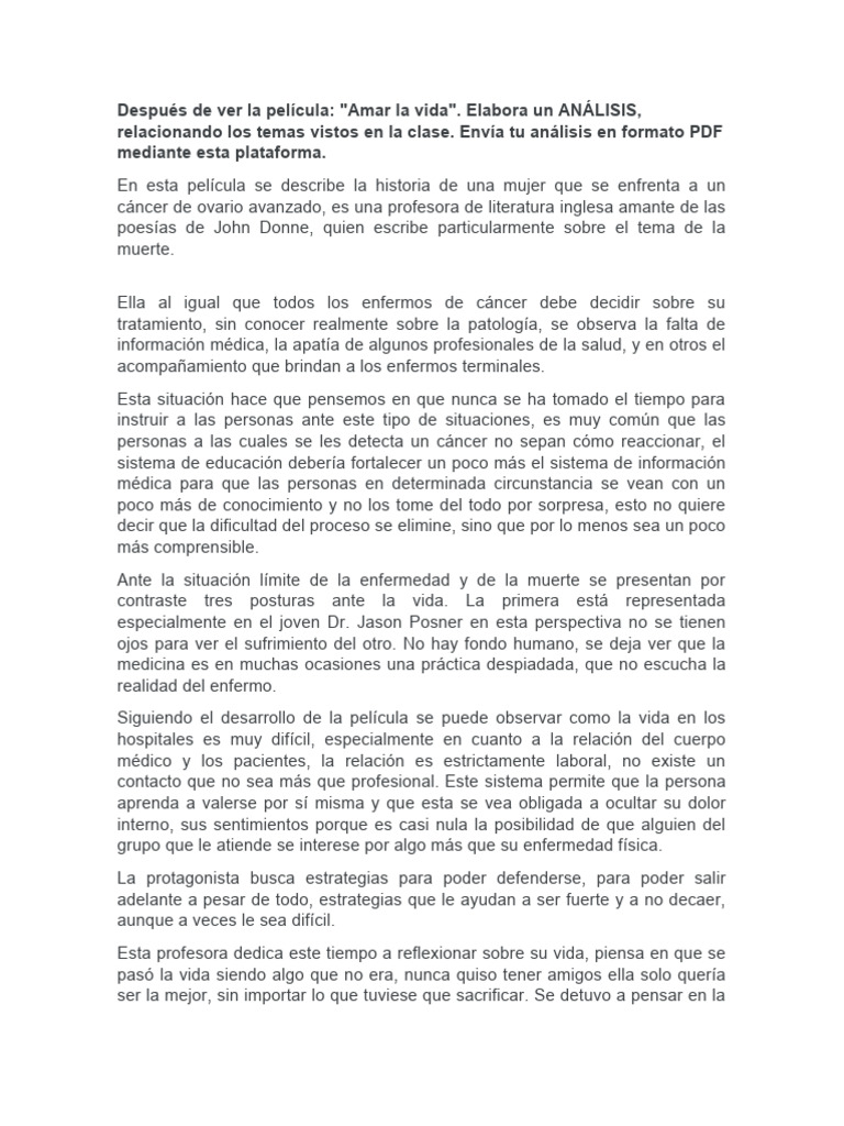 La Vida Es Bella | PDF | Enfermería | Cáncer