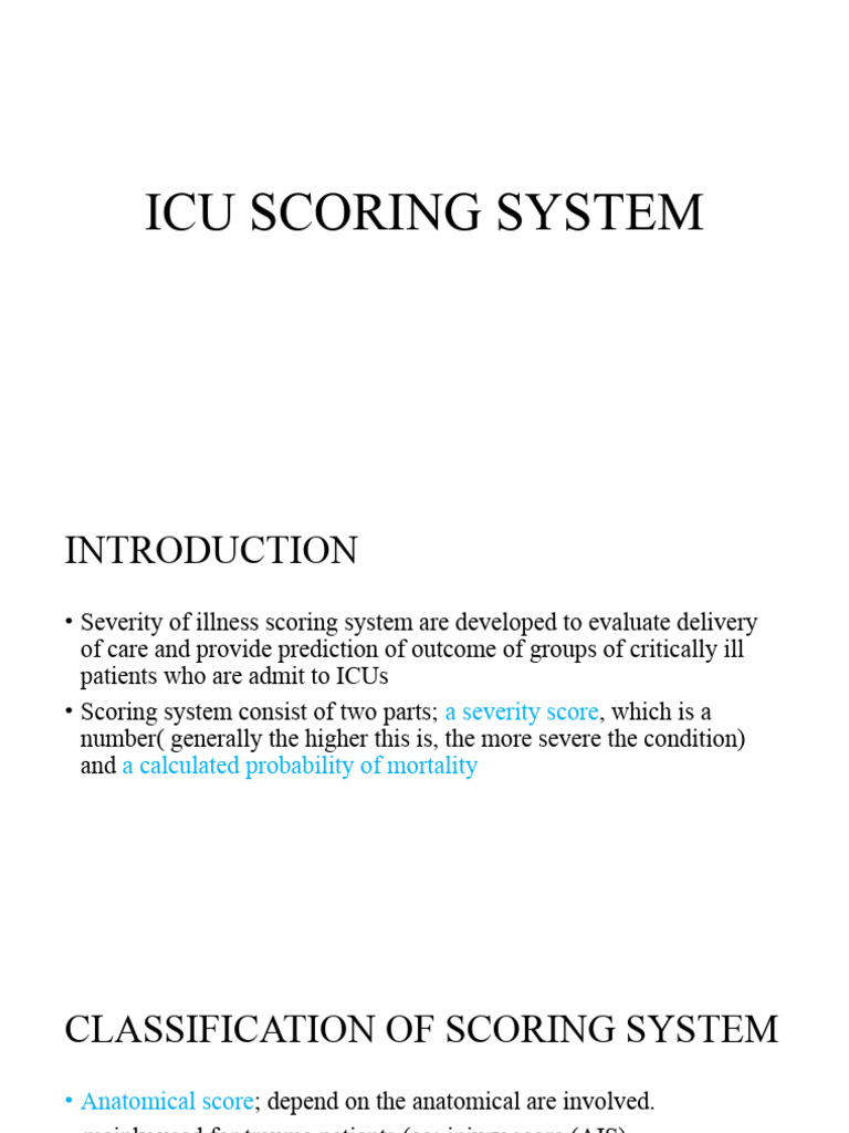 Icu Scoring System | PDF | Intensive Care Medicine | Intensive Care Unit