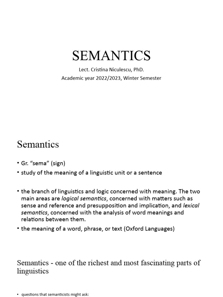 Semantics C1 | PDF | Semantics | Concept