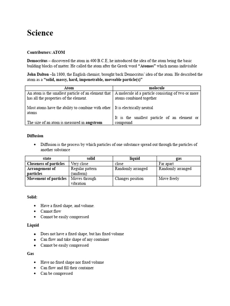 Science Reviewer | PDF | Liquids | Atoms