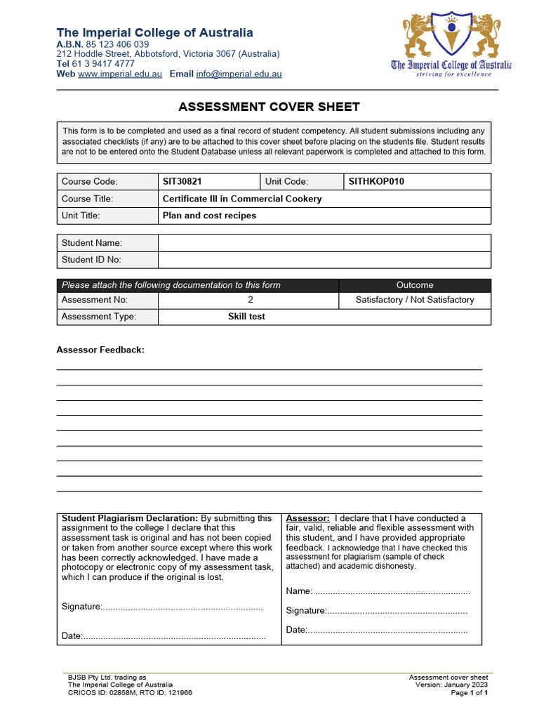 A2 - Cover Sheet 2023 | PDF