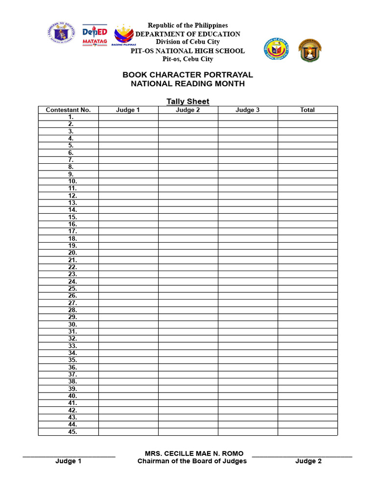 Character Portrayal Score Sheet | PDF