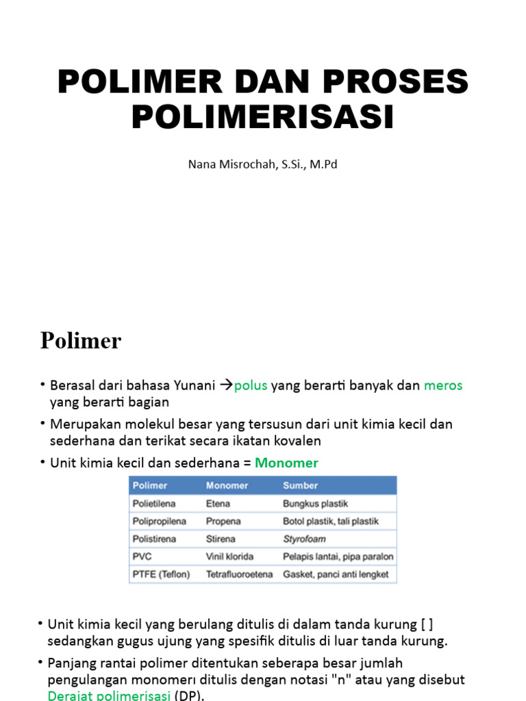 Polimer Dan Proses Polimerisasi | PDF