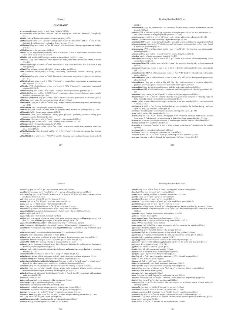 Pāli Language Word Glossary | PDF