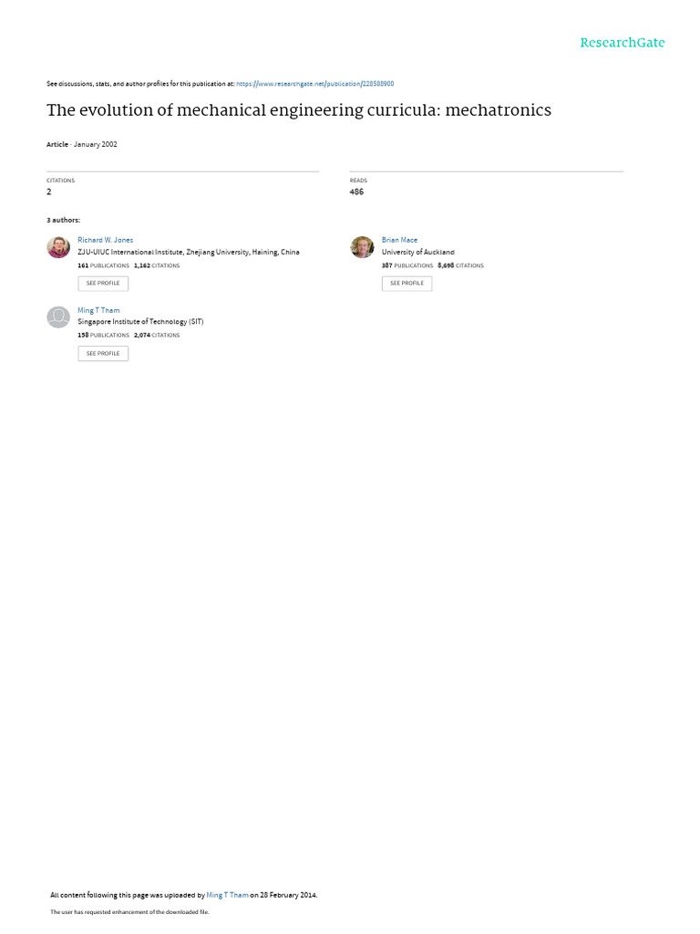 The Evolution of Mechanical Engineering Curricula - Mechatronics | PDF ...