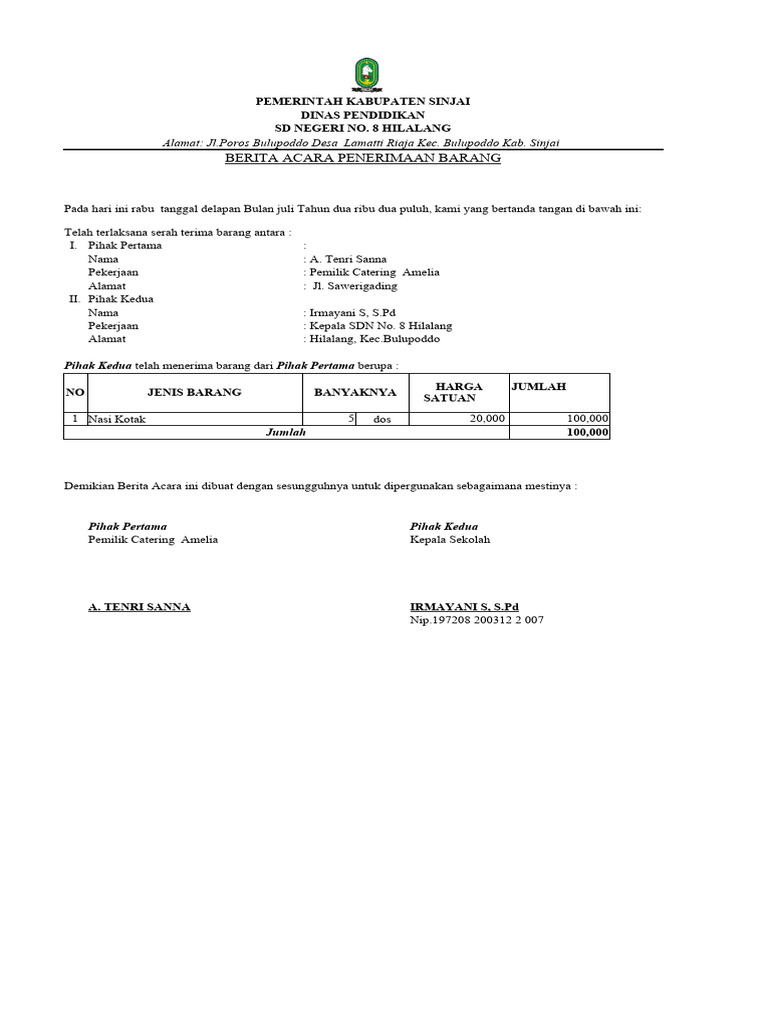 Berita Acara, Ampra | PDF