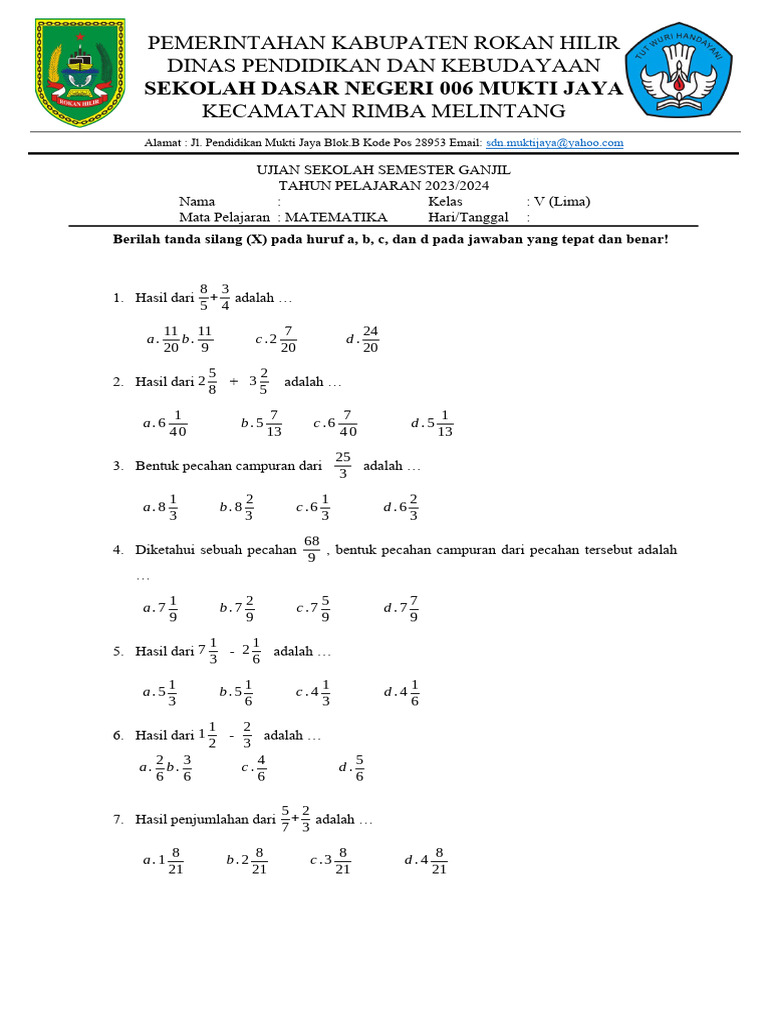 SOAL Matematika ESY | PDF