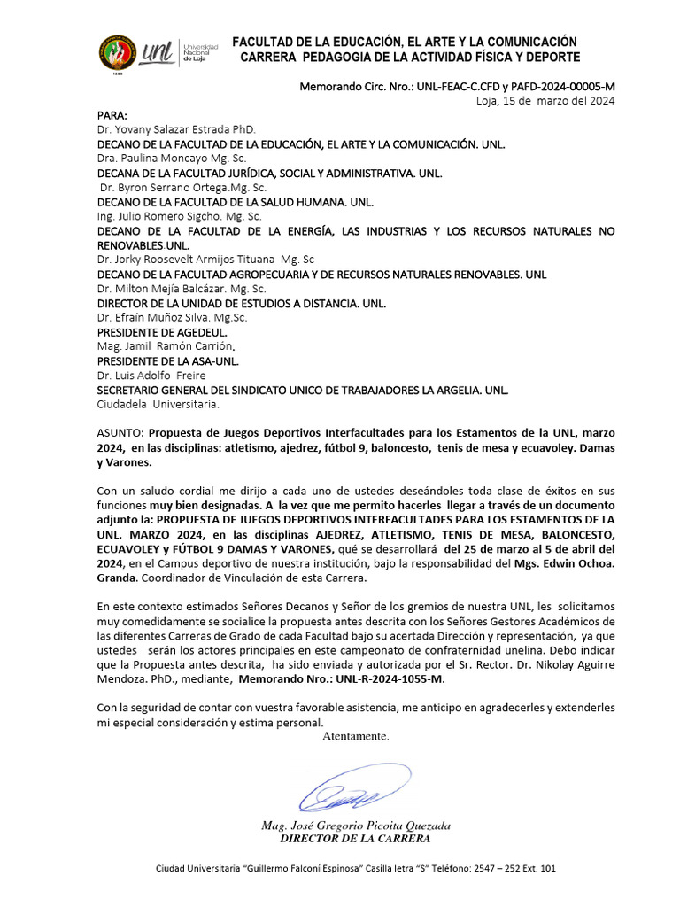 Memo. Circ. Nro. 0005. P.decanos y Presid. Gremios Unl. Presentacion Propuesta e Invit ...