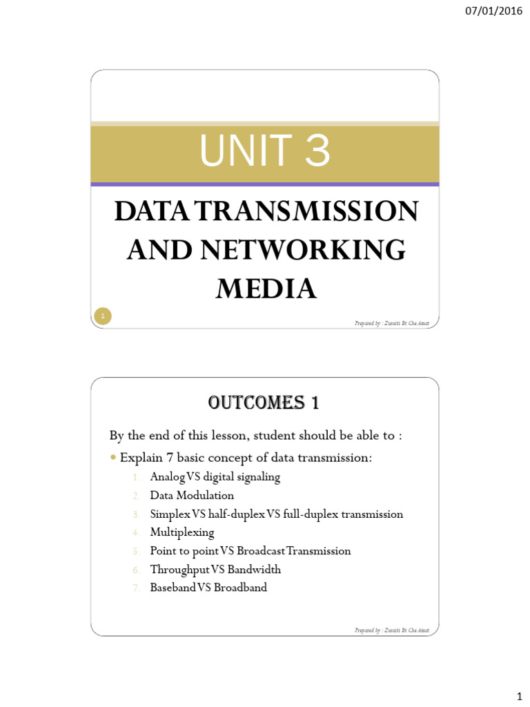 UNIT 3 - Student | PDF | Transmission Medium | Duplex (Telecommunications)