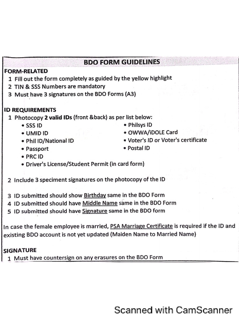 BDO Guidelines | PDF