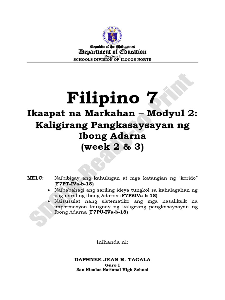 Filipino 7 Q4 Week2 3 Modyul2 MELC2 4 Tagala, Daphnee | PDF