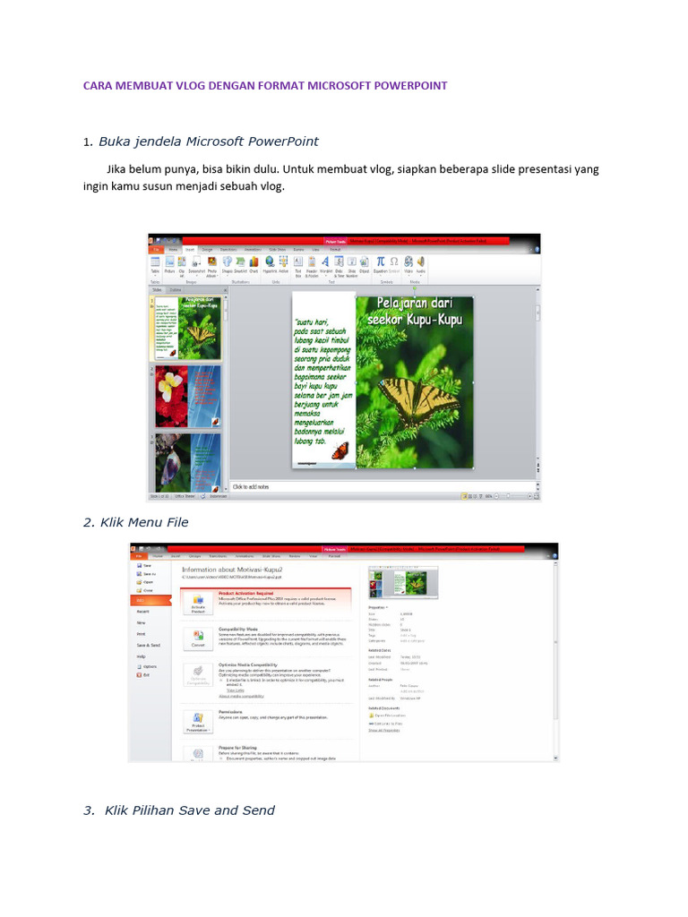 Cara Membuat Vlog Dengan Format Microsoft Powerpoint | PDF