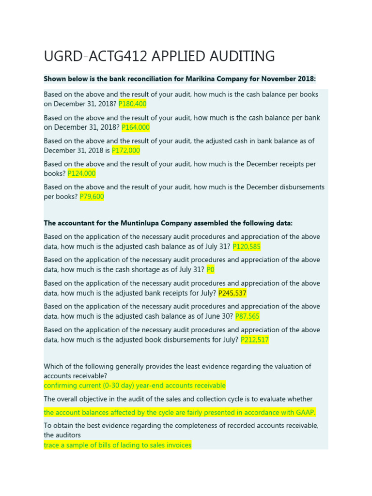 Ugrd-Actg412 Applied Auditing | PDF | Audit | Internal Control