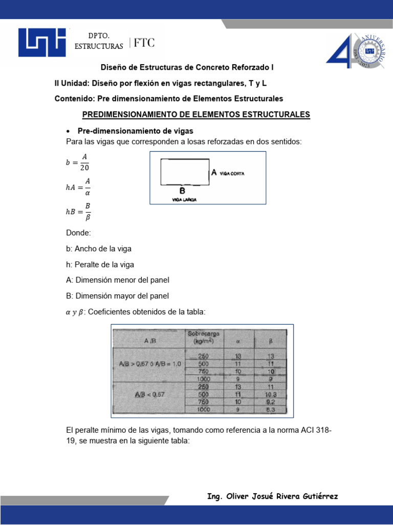 Predimensionamiento de Elementos Estructurales | PDF
