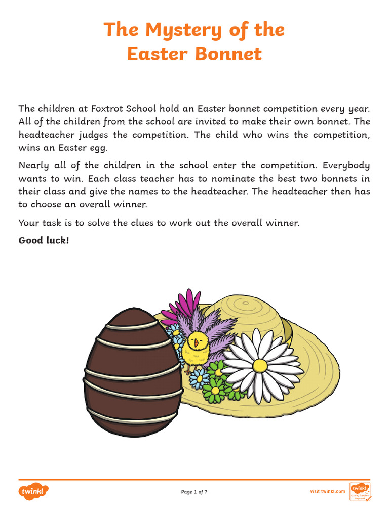 Easter Bonnet Competition Clues | PDF | Easter | Eastertide