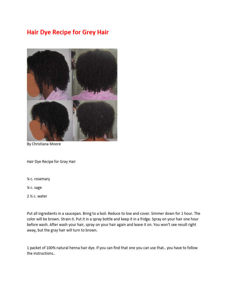 Natural Grey Hair Dye Recipe | PDF