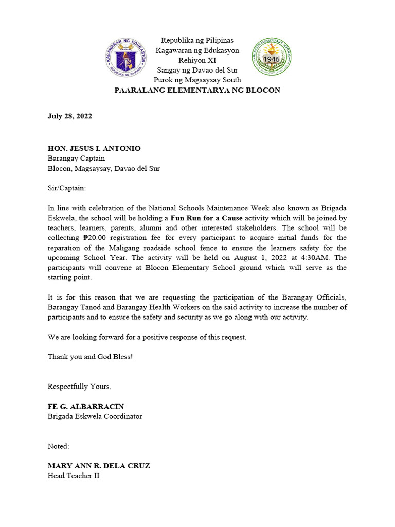 Letter Fun Run For | PDF