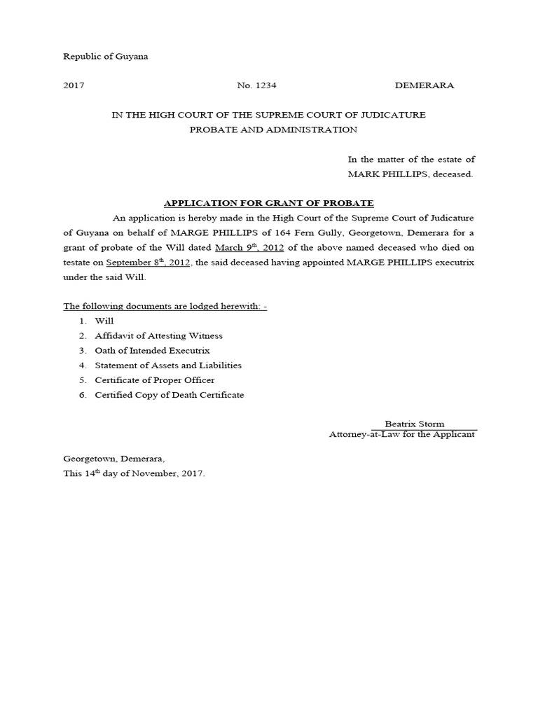 Grant of Probate for Mark Phillips Estate | PDF | Probate | Affidavit