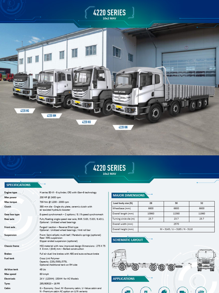 Ashok Leyland 4220 Brochure | PDF | Truck | Axle