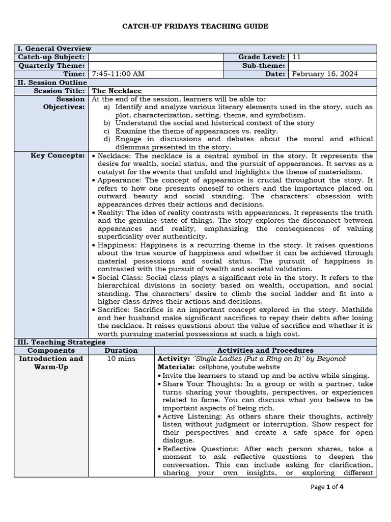 Catch-Up Fridays: The Necklace Guide | PDF | Happiness | Narrative