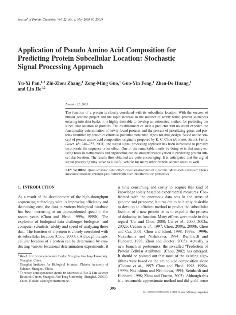 Application of Pseudo Amino Acid Composition For Predicting Protein ... Application of Pseudo Amino Acid Composition For Predicting Protein ...