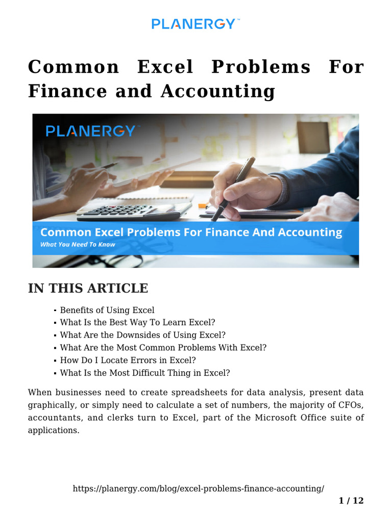 Common Excel Issues in Finance & Accounting | PDF | Microsoft Excel ...