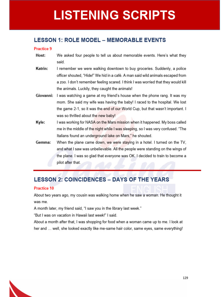 (TC M I) Activity - LISTENING SCRIPTS - Ver 2 | PDF | Dumpling | Sauce