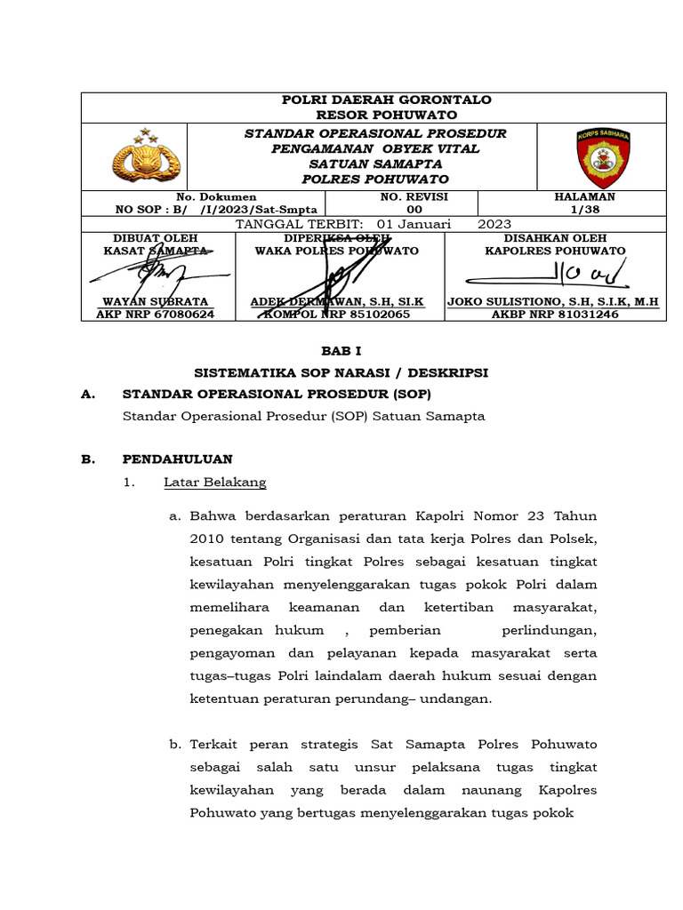 Sop Pam Obvit 2023 | PDF