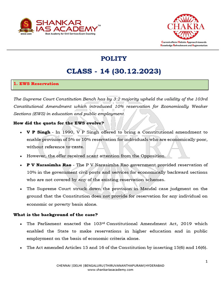 Chakra 23 Polity With Pyq | PDF | Prison | Government Of India