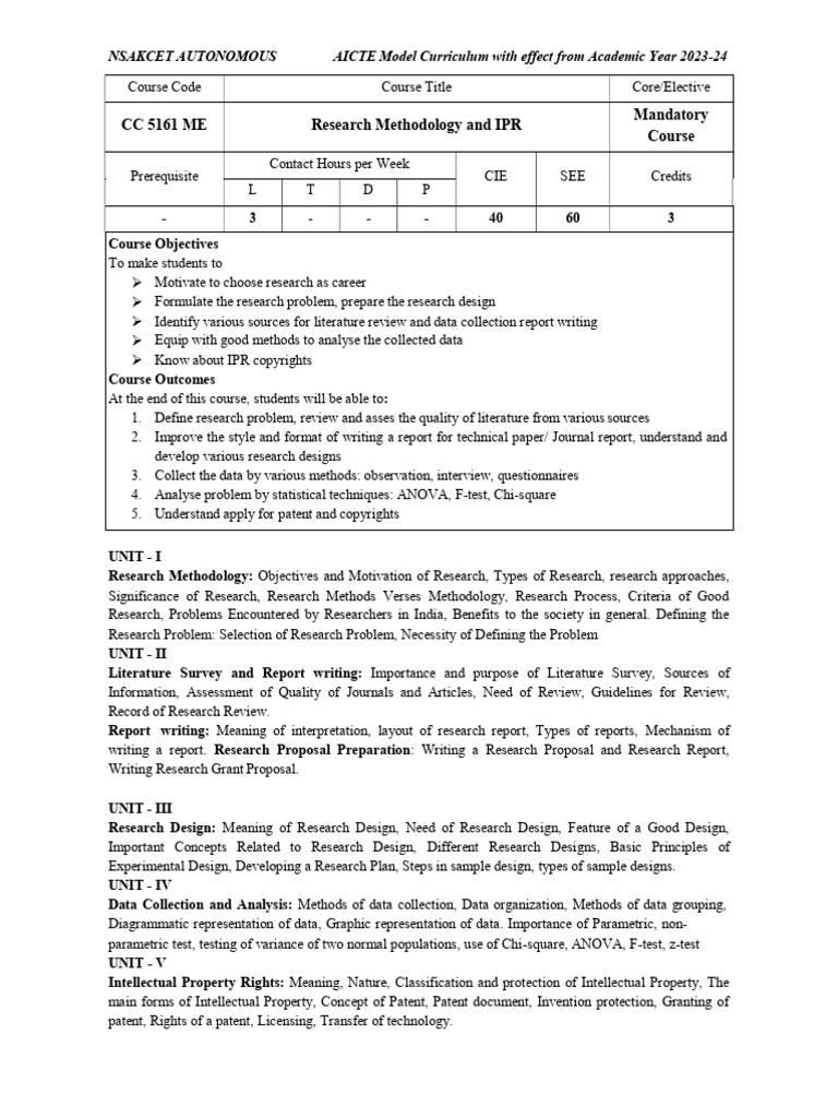 Research Methodology and IPR | PDF | Methodology | Survey Methodology