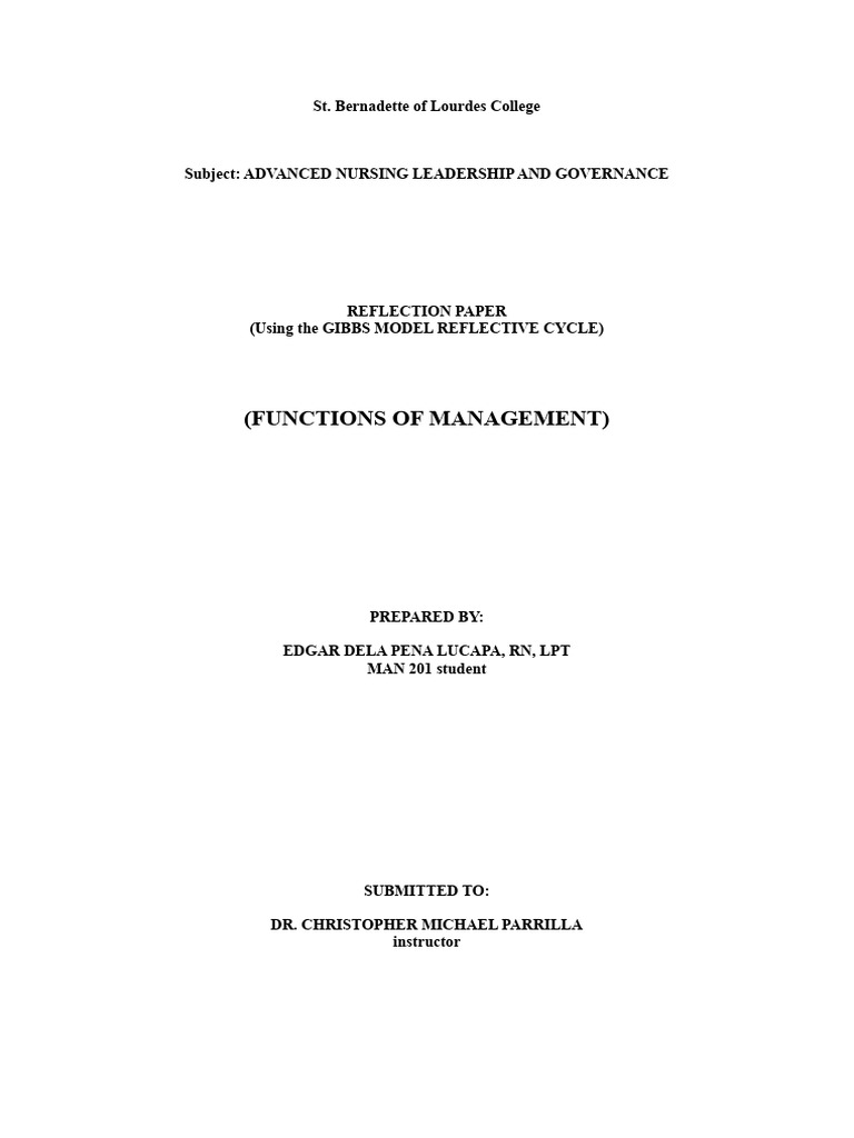 Reflection Paper (Gibbs Model Reflective Cycle) | Download Free PDF ...