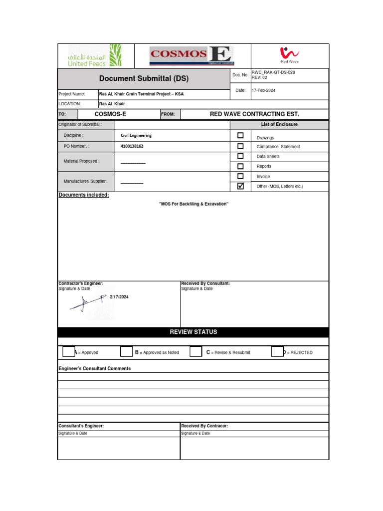 MOS For Backfilling & Excavation | PDF | Safety | Warehouse